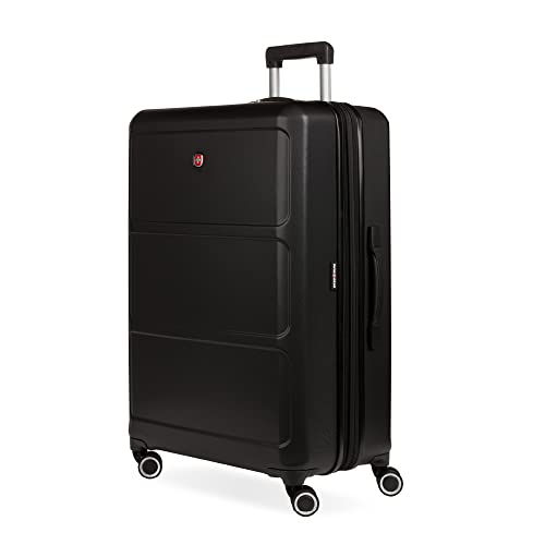 SwissGear 8090 Hardside Expandable Luggage with Spinner Wheels, Black, Checked-Large 28-Inch