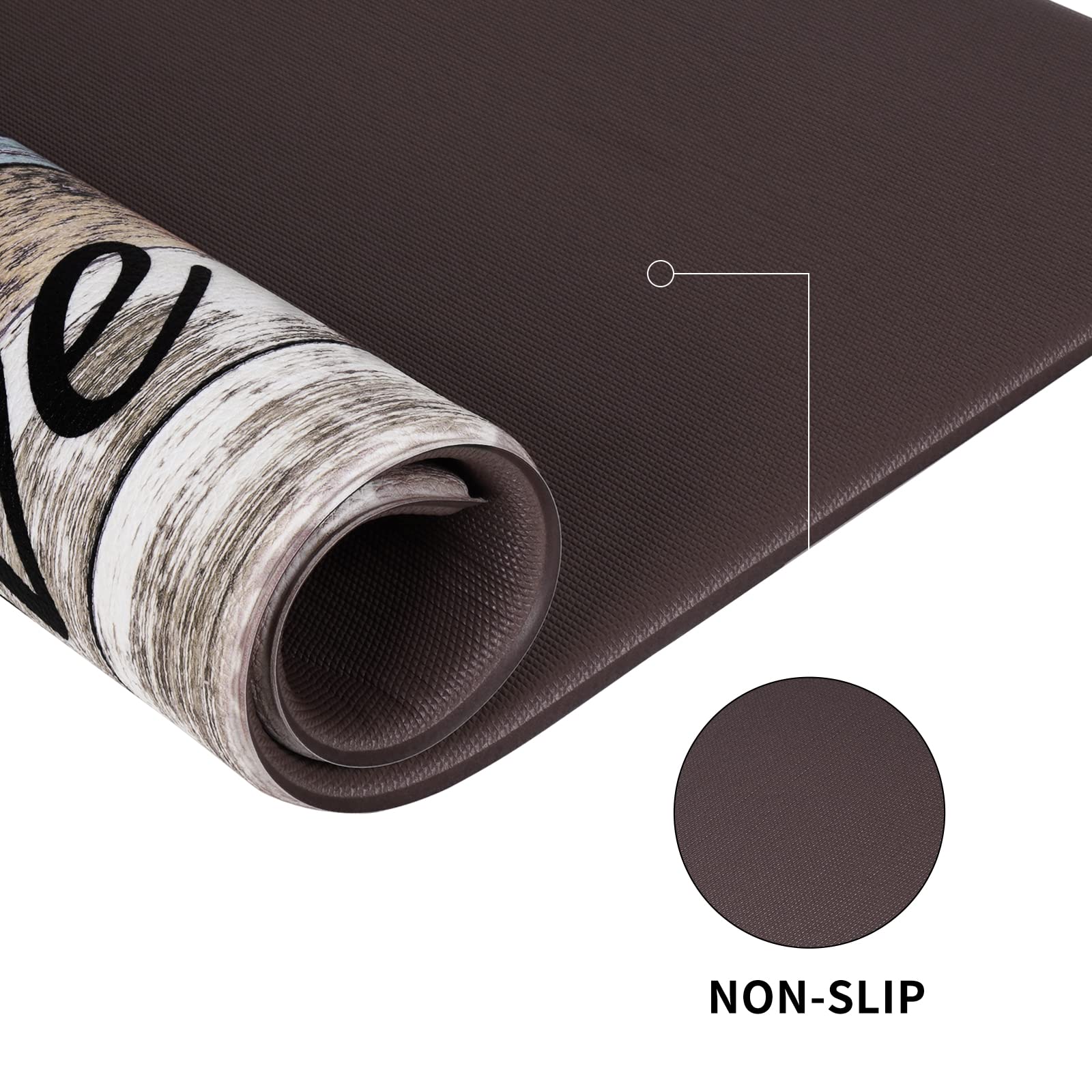 ASPMIZ Farmhouse Kitchen Rugs 2 Piece Anti Fatigue Kitchen Mats for Floor, PVC Memory Foam Kitchen Rug Waterproof, Non Slip Cushioned Comfort Mat for Standing, 18'' x 48'' + 18'' x 30'', Rustic Wooden