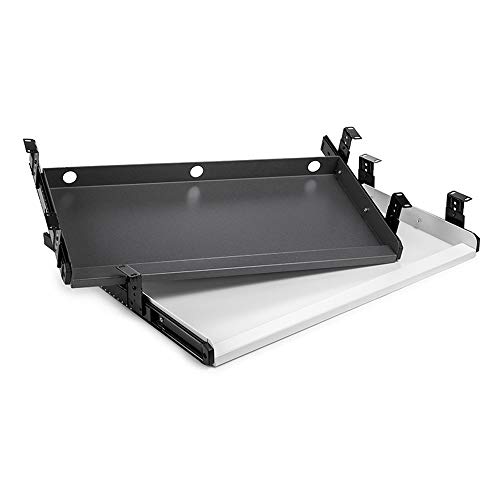 SKYZONAL Keyboard Tray Under Desk Heavy-Duty Metal Slide-Out Platform Drawer Tray (White)