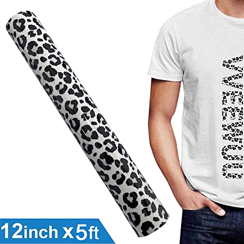 Animal Print Pattern Heat Transfer Vinyl Roll 12 Inch x 5 Feet Iron on Vinyl PU Animal Print HTV for T-Shirt Decoration DIY (Leopard Print)