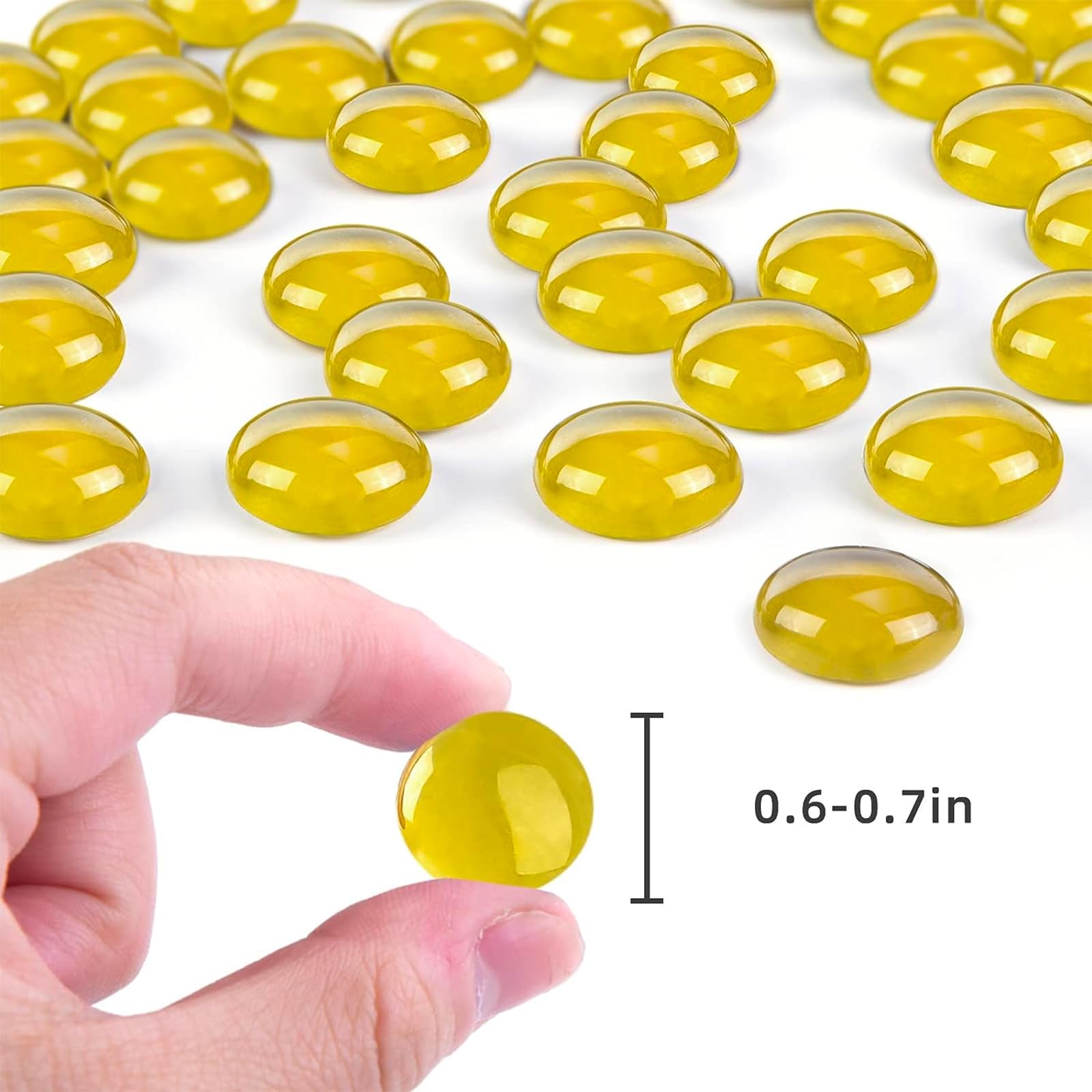 FUTUREPLUSX 1LB Yellow Flat Glass Marbles, Glass Beads Floral Pebbles Decorative Rocks Gold Gemstones Vase Fillers for Centerpieces Table Scatter Aquarium Fall Home Decor