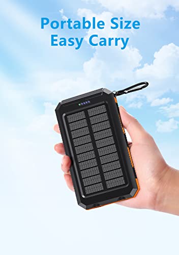 Solar Power Bank, Solar Charger, 25000mAh Portable Charger External Battery Pack with Dual DC 5V USB-A Outputs Ports Compatible with iPhone, Samsung Galaxy, Bright LED Flashlight Perfect for Camping