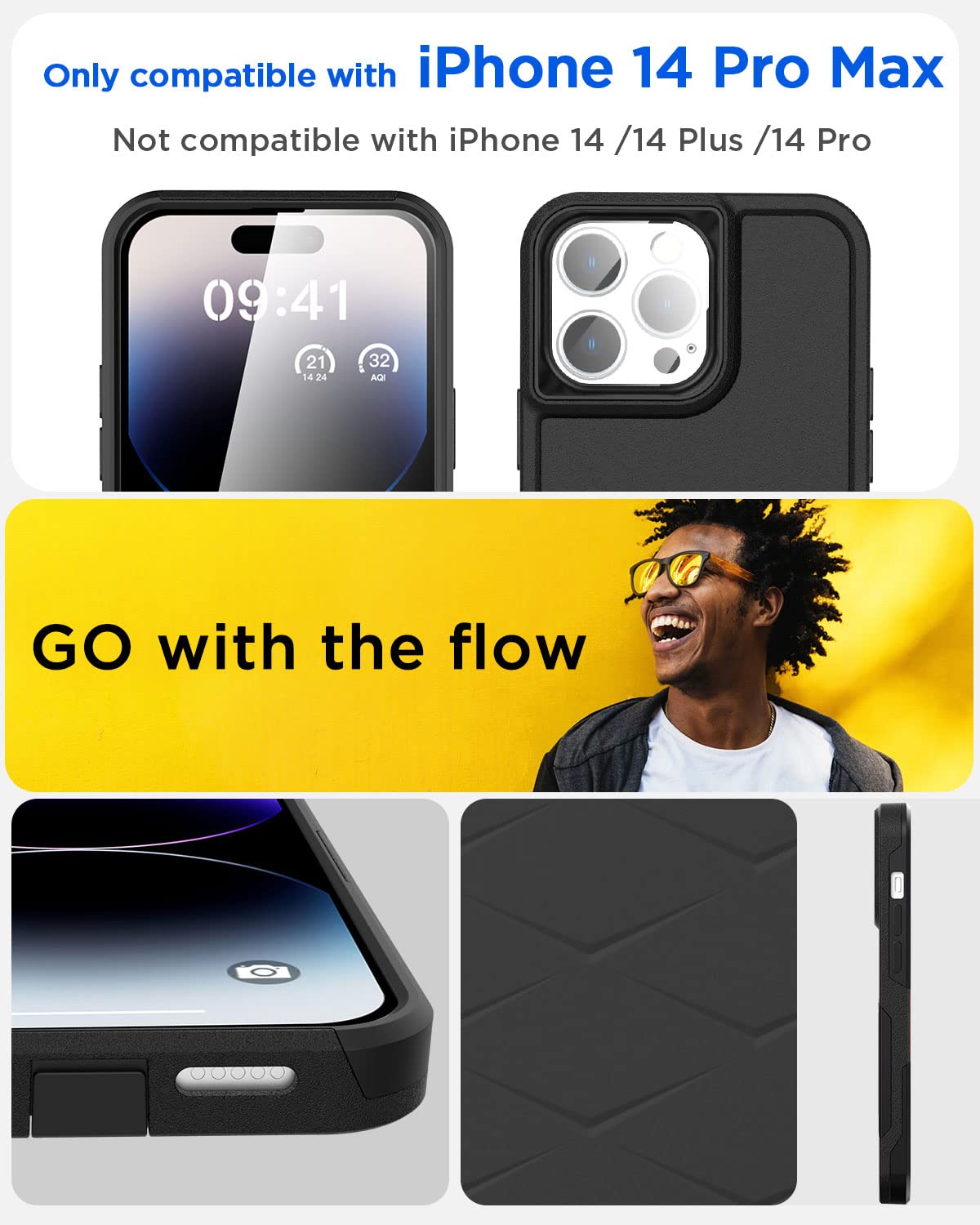 AICase for iPhone 14 Pro Max Case with Glass Screen Protector+Camera Lens,Heavy Duty Drop Protection Full Body Rugged Shockproof Military Protective Tough Durable Cover for iPhone 14 Pro Max 6.7"_8