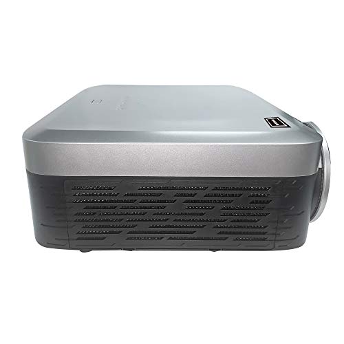 RCA RPJ138 Roku Smart Android Home Projector with Wi-Fi, Built in DVD Player, HD, LED, with RCA Stereo Audio Output, Grey