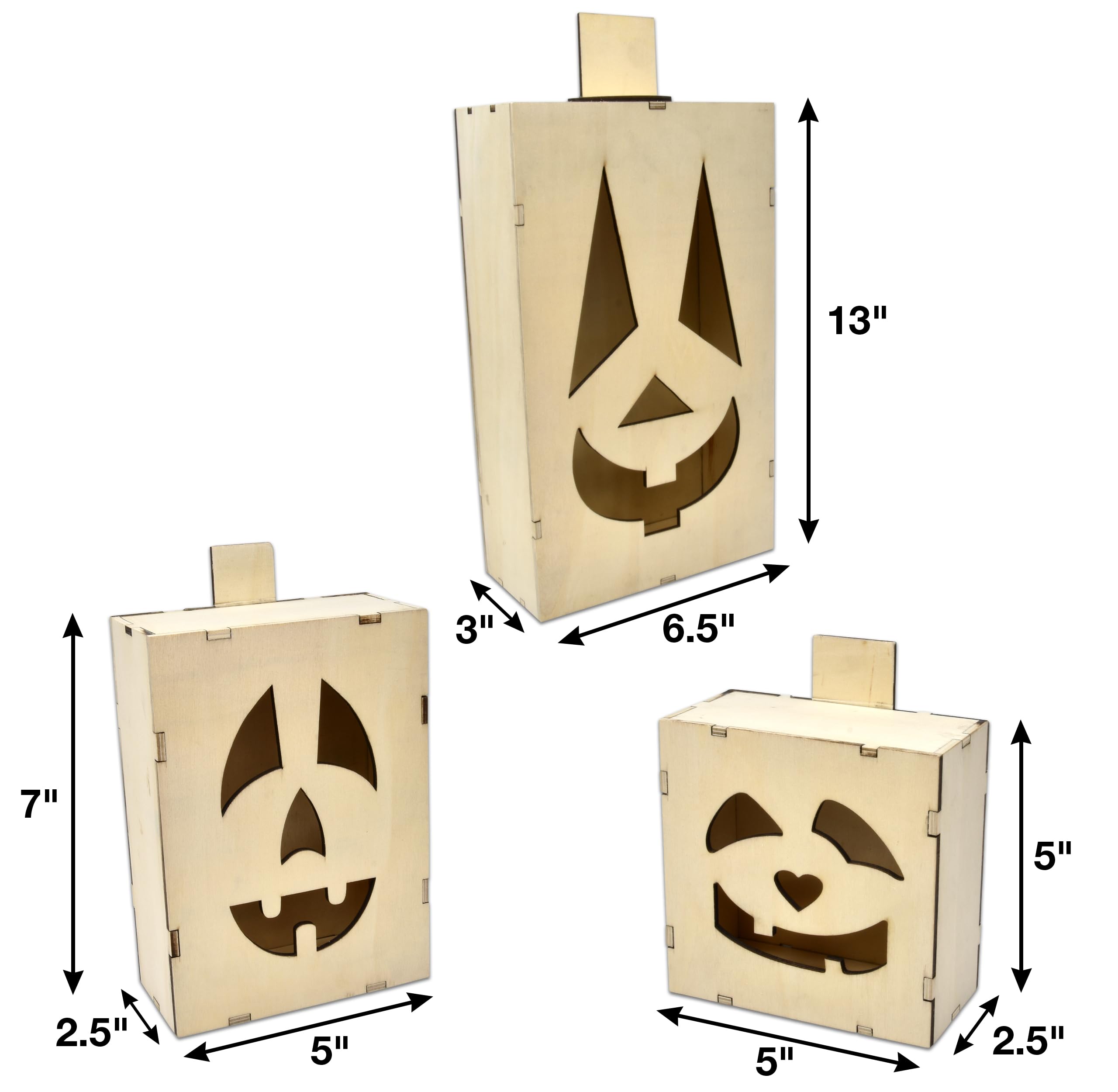 Gift Boutique Halloween Pumpkin Wood Paint Craft Kit 3 Set Sizes Jack O Lantern Unfinished Wooden for Kids Arts & Craft Project Painting Activity