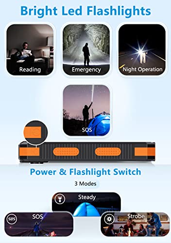 Solar Power Bank, Solar Charger, 25000mAh Portable Charger External Battery Pack with Dual DC 5V USB-A Outputs Ports Compatible with iPhone, Samsung Galaxy, Bright LED Flashlight Perfect for Camping
