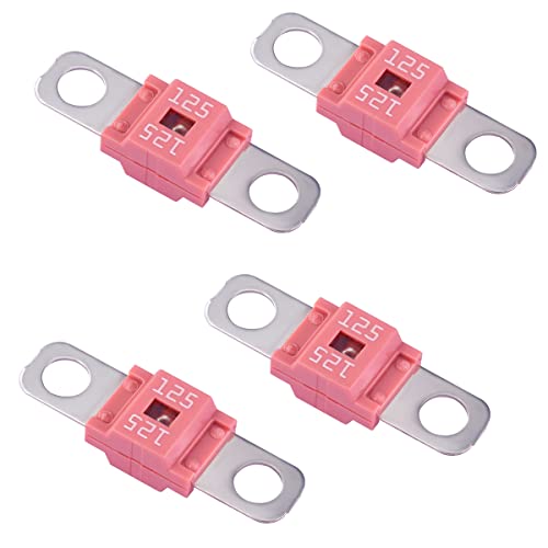 4Pcs 125A AMI/Midi Fuse - 125 Amp High Current Bolt-on Fuse for Cars, Trucks, Construction Vehicles, Buses, Caravans