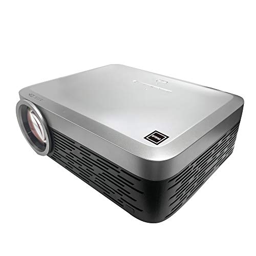 RCA RPJ138 Roku Smart Android Home Projector with Wi-Fi, Built in DVD Player, HD, LED, with RCA Stereo Audio Output, Grey