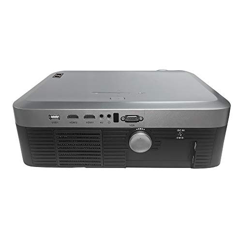 RCA RPJ138 Roku Smart Android Home Projector with Wi-Fi, Built in DVD Player, HD, LED, with RCA Stereo Audio Output, Grey