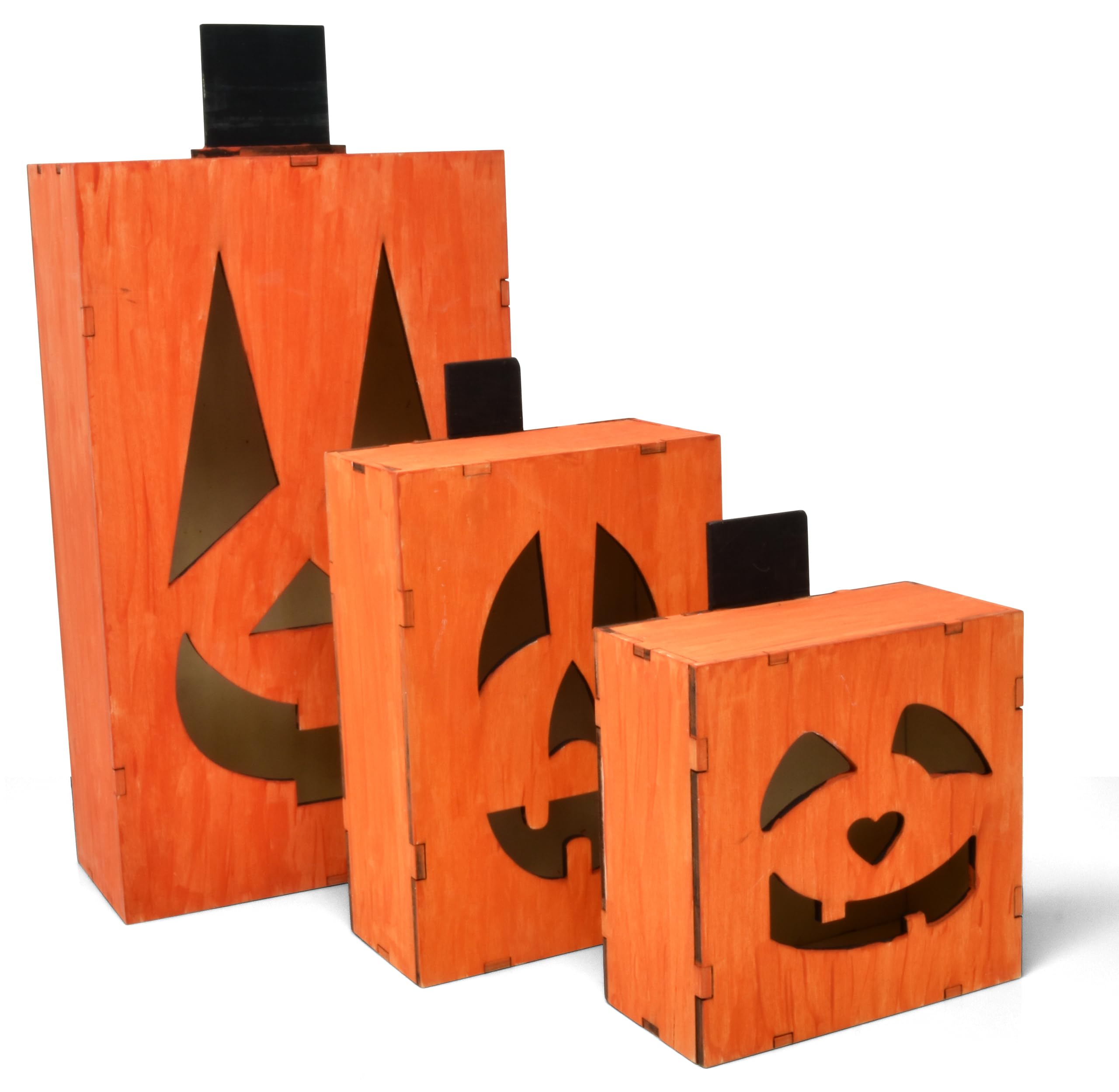 Gift Boutique Halloween Pumpkin Wood Paint Craft Kit 3 Set Sizes Jack O Lantern Unfinished Wooden for Kids Arts & Craft Project Painting Activity