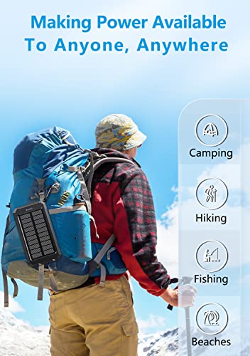 Solar Power Bank, Solar Charger, 25000mAh Portable Charger External Battery Pack with Dual DC 5V USB-A Outputs Ports Compatible with iPhone, Samsung Galaxy, Bright LED Flashlight Perfect for Camping
