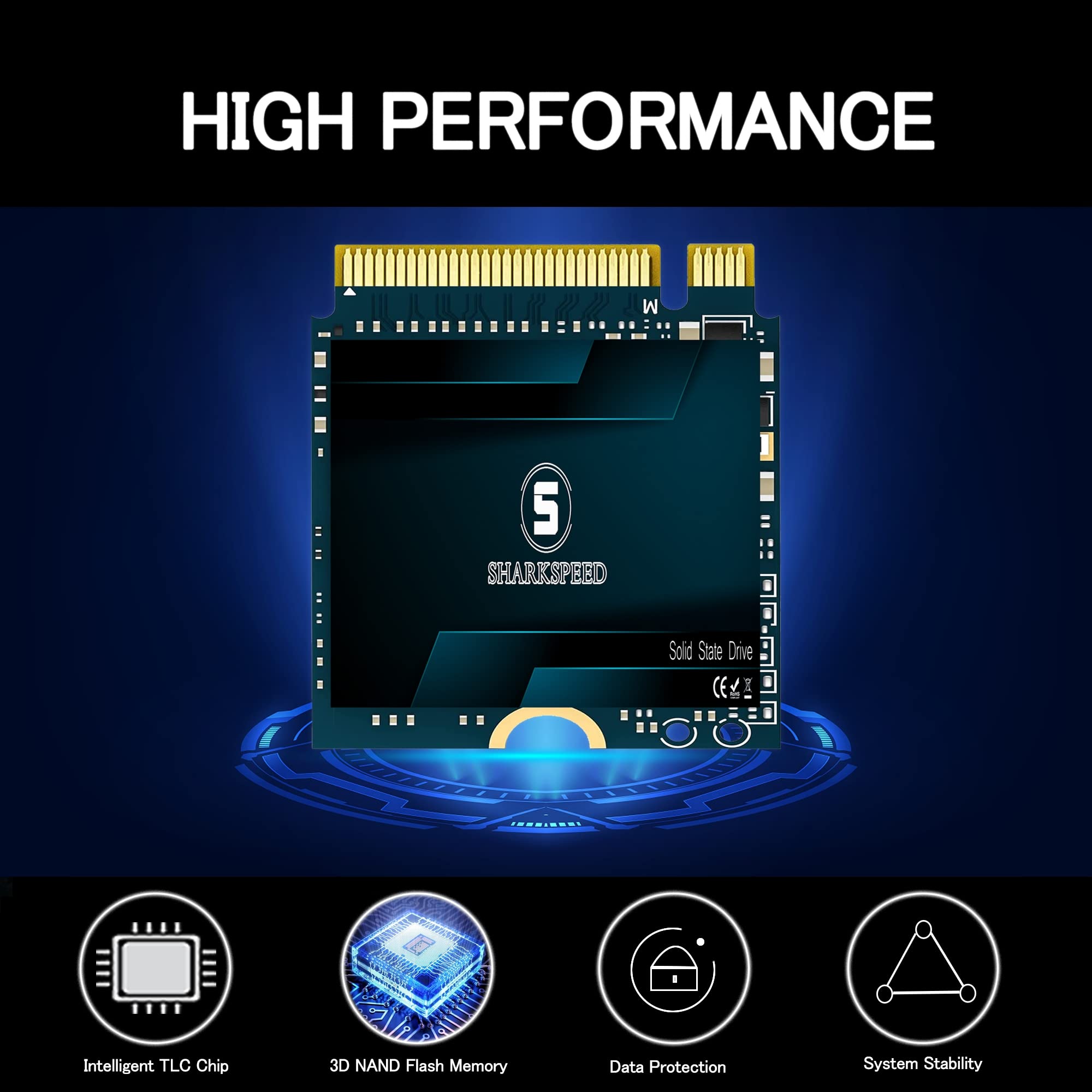 S SHARKSPEED M.2 2230 SSD 1TB NVMe PCIe Gen3.0X4 Internal Solid State Drive, Compatible with Steam Deck，Microsoft Surface Pro7/Pro8+/ProX/laptop3/laptop4/laptop Go/book3, Ultrabook(1TB, 2230 Gen3.0)