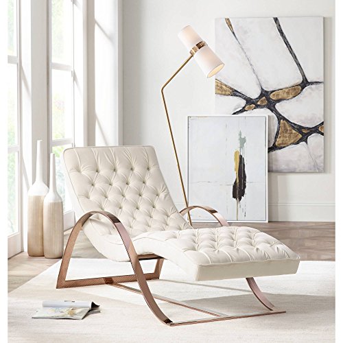 Pacific Coast Lighting Basque Gold Finish Modern Arc Floor Lamp with White Marble Base