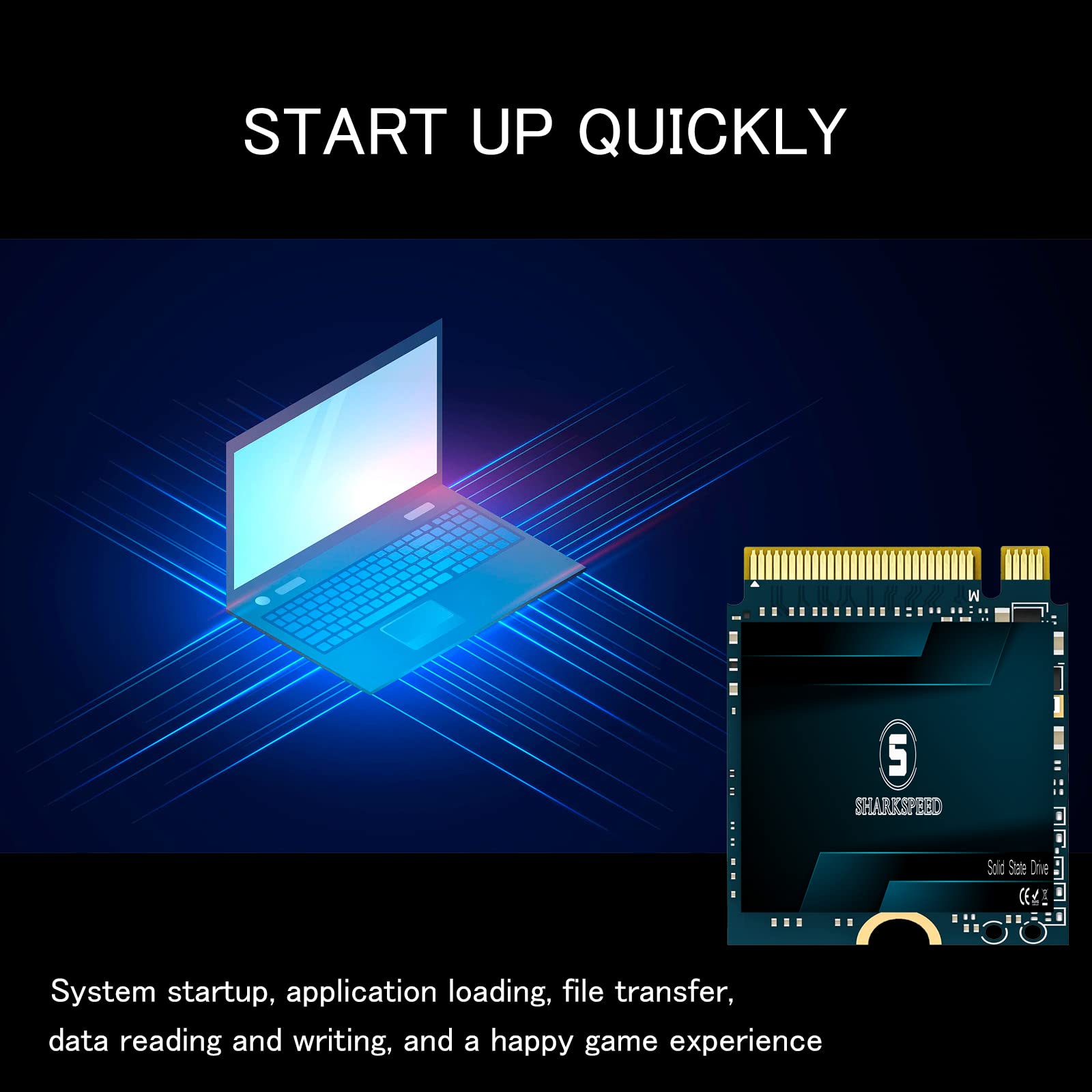 S SHARKSPEED M.2 2230 SSD 1TB NVMe PCIe Gen3.0X4 Internal Solid State Drive, Compatible with Steam Deck，Microsoft Surface Pro7/Pro8+/ProX/laptop3/laptop4/laptop Go/book3, Ultrabook(1TB, 2230 Gen3.0)