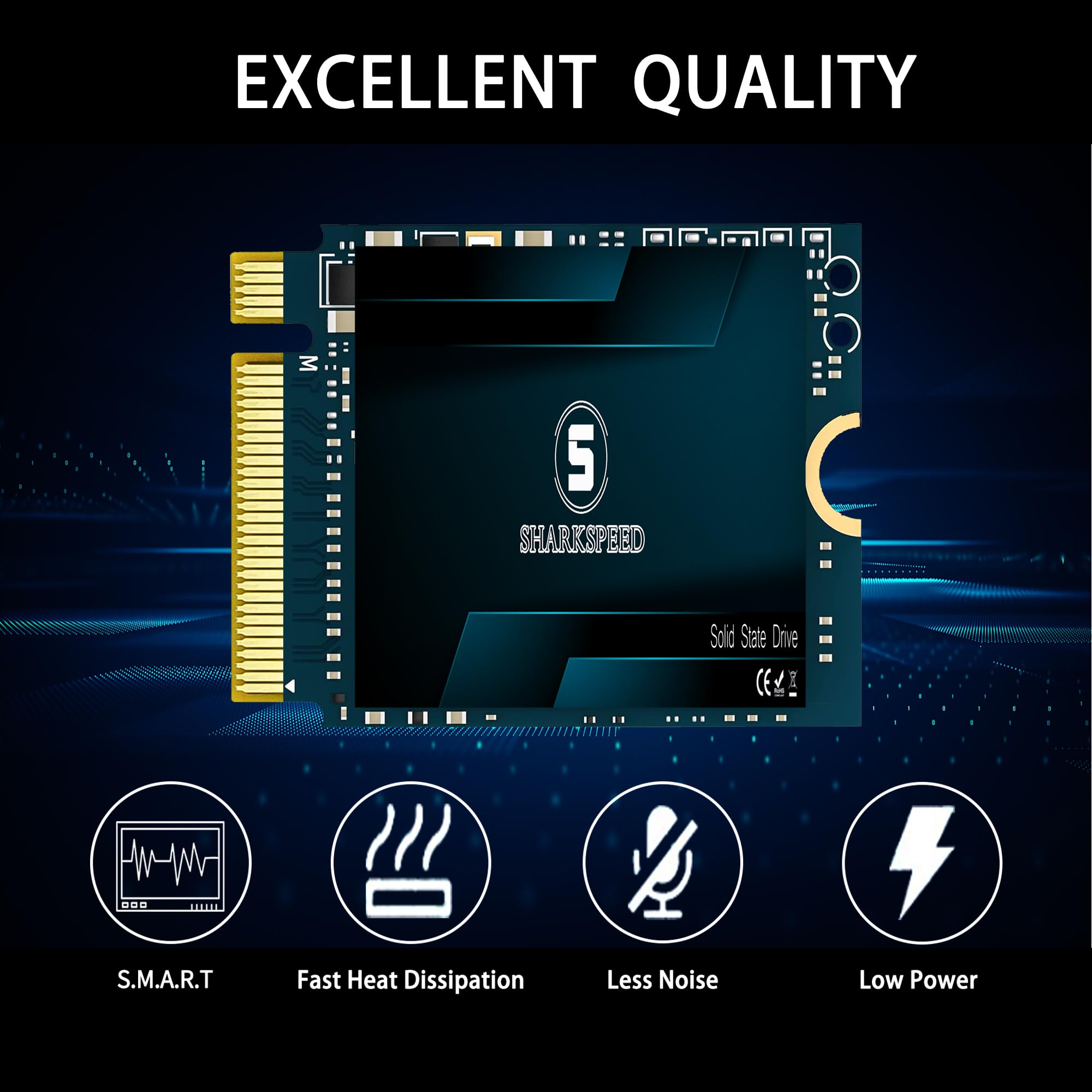 S SHARKSPEED M.2 2230 SSD 1TB NVMe PCIe Gen3.0X4 Internal Solid State Drive, Compatible with Steam Deck，Microsoft Surface Pro7/Pro8+/ProX/laptop3/laptop4/laptop Go/book3, Ultrabook(1TB, 2230 Gen3.0)