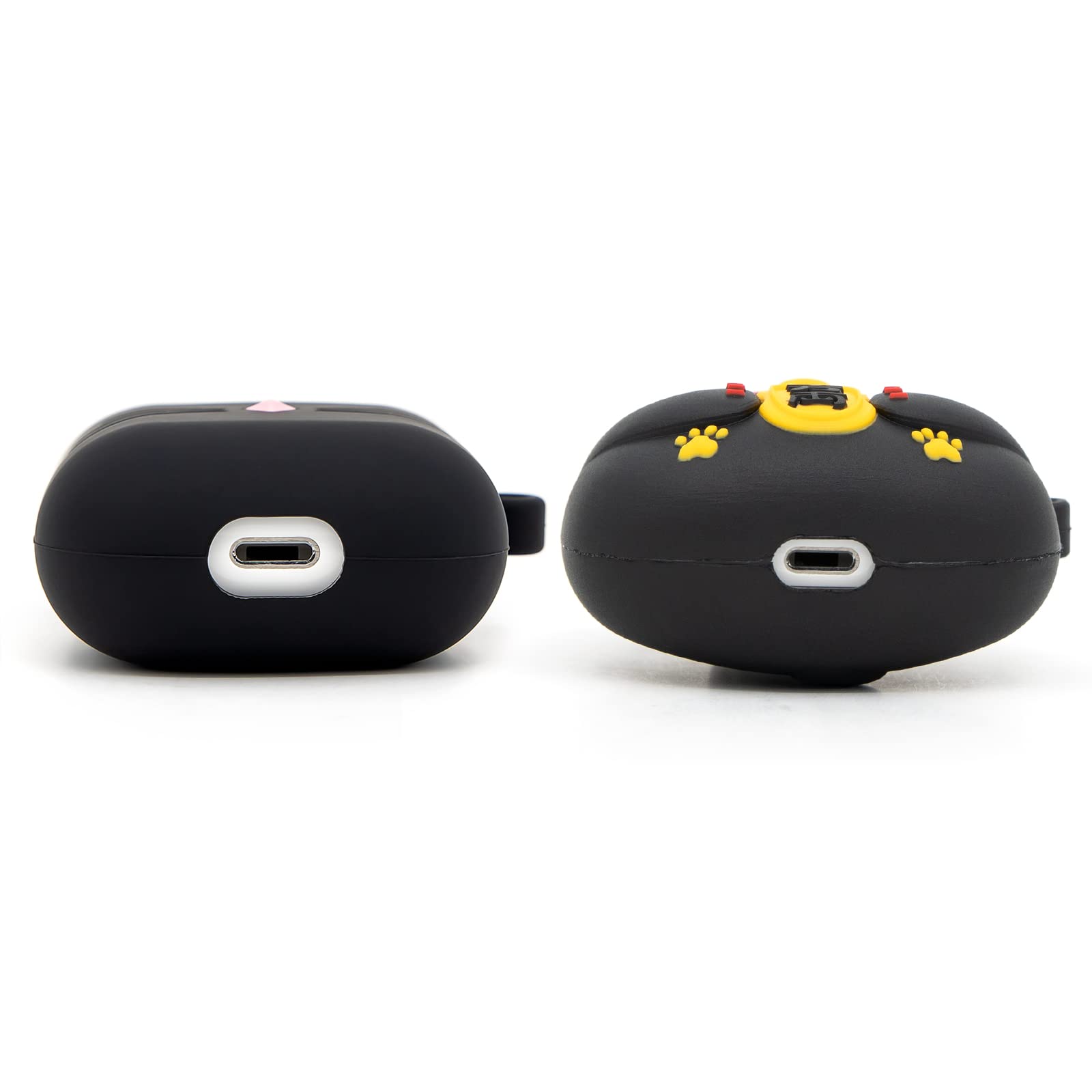 Megantree 2 Pack Cute Whisker Cat Airpods Case, Black Lucky Cat Airpods 2 Case, Funny 3D Cartoon Animal Cat Kitty Shockproof Soft Silicone Case with Keychain for Airpods 1st Generation, 2nd Generation