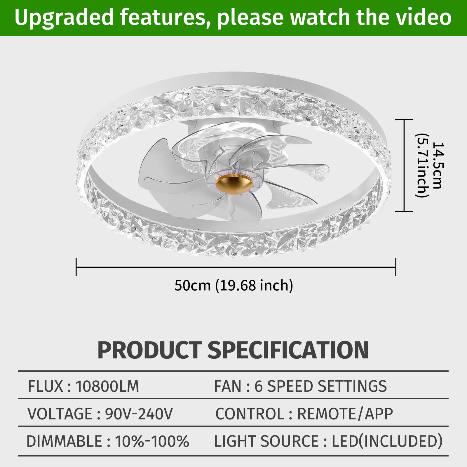 Feqwgny 2023 Upgraded Ceiling Fan 4111 White Ceiling Fans with Lights App & Remote Control, 6 Wind Speeds Modern Ceiling Fan, Timing & 3 Led Color Led Ceiling Fan for Bedroom, Small Room