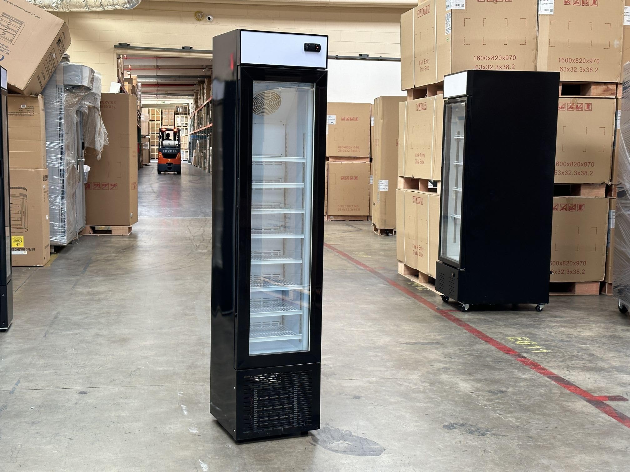 Commercial Freezer Glass 1-door 17" 105L Upright Narrow NSF -15°F to 5°F slim display merchandiser restaurant SD-105B