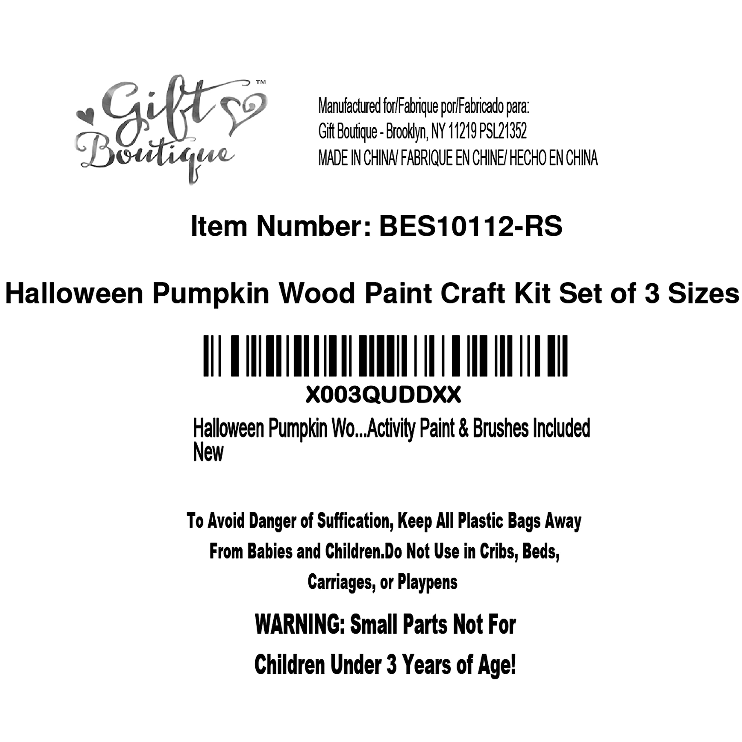 Gift Boutique Halloween Pumpkin Wood Paint Craft Kit 3 Set Sizes Jack O Lantern Unfinished Wooden for Kids Arts & Craft Project Painting Activity