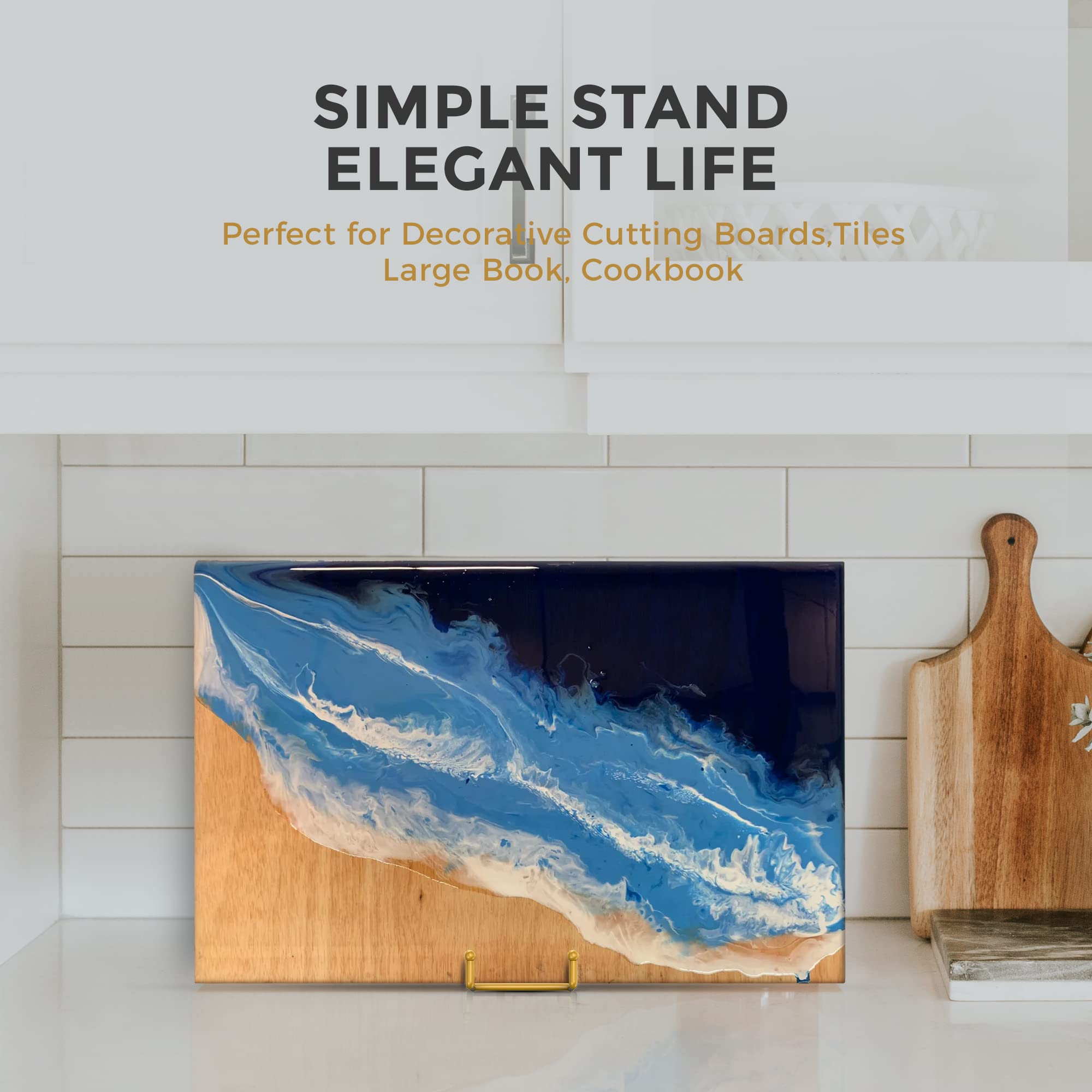 TR-LIFE 10 Inch Large Plate Stands/Holder for Display - Metal Picture Frame Holder Stand + Small Easels for Decorative Plate, Platter, Book, Plaques, Photo, Tabletop Art (Gold 2 Pack)
