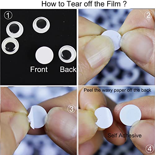 Googly Eyes Self Adhesive, 500pcs Wiggle Googly Eyes for Crafts Small Black Googly Eyes for Decorations 6mm 8mm 10 mm 12mm Mixed Packaging