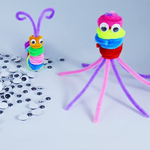 Googly Eyes Self Adhesive, 500pcs Wiggle Googly Eyes for Crafts Small Black Googly Eyes for Decorations 6mm 8mm 10 mm 12mm Mixed Packaging