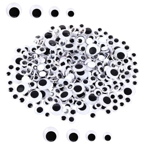 Googly Eyes Self Adhesive, 500pcs Wiggle Googly Eyes for Crafts Small Black Googly Eyes for Decorations 6mm 8mm 10 mm 12mm Mixed Packaging