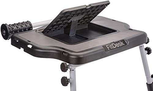 FitDesk Table Top Standing Desk with Massage Rollers and Forearm Supports - Soft Grip Surface Tablet Holder - No Scratch Grip Legs - Height Adjustable Range from 11" to 20"