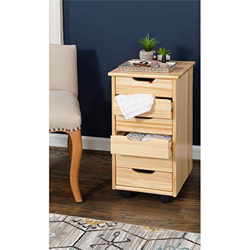 Linon Callie Multipurpose Six Drawer Natural Wood Rolling Storage Cart with Casters in Brown