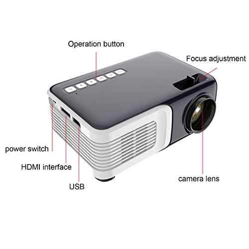 Aopirta HD Projector Home Bedroom Home Projector Small Portable Mini Projector Supports HDMI On The Same Screen and Connected to Outdoor Mobile Power Supply