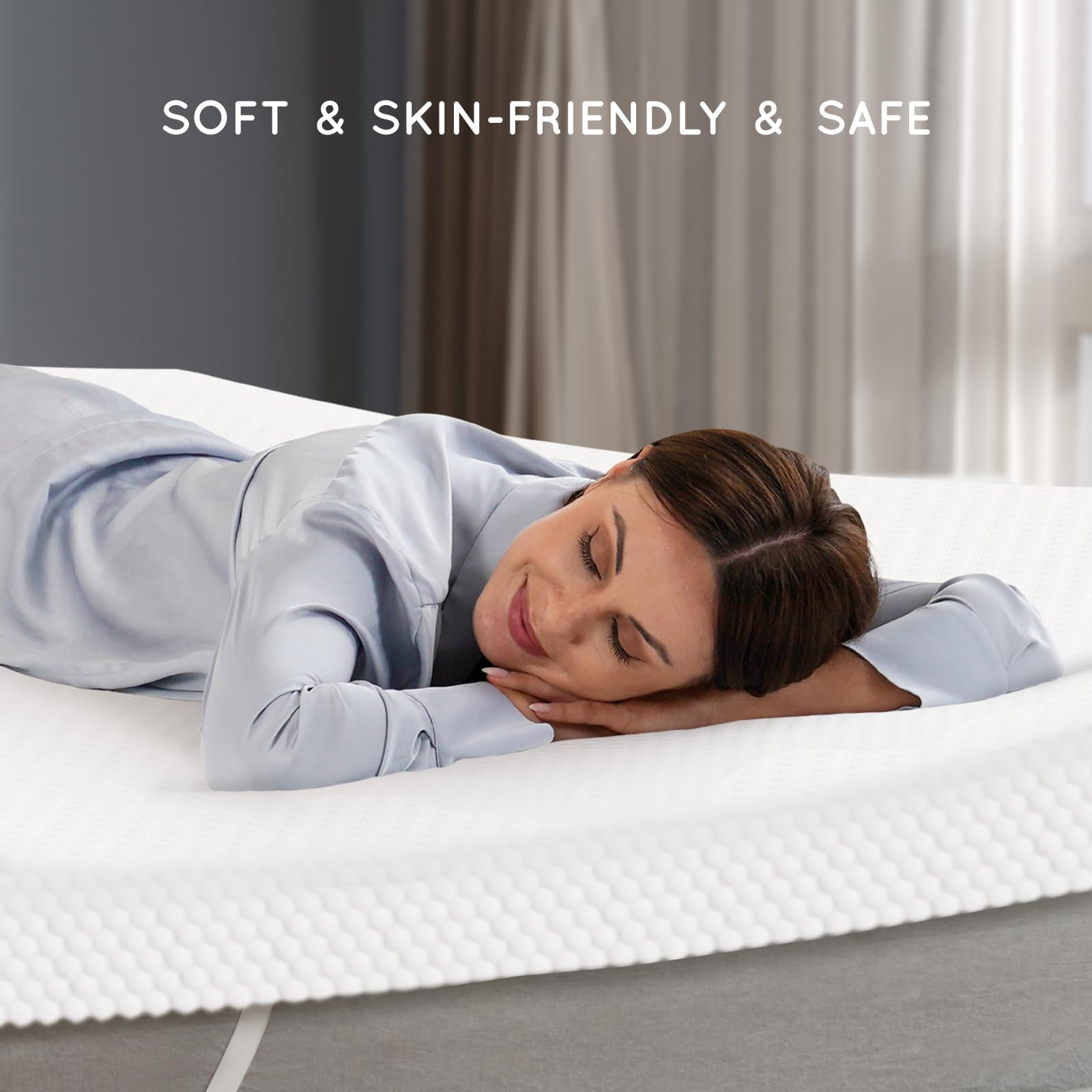 Z-HOM Queen Size 3 Inch Gel Memory Foam Mattress Topper with Zippered Cotton Cover, Cooling & Breathable, CertiPUR-US Certified