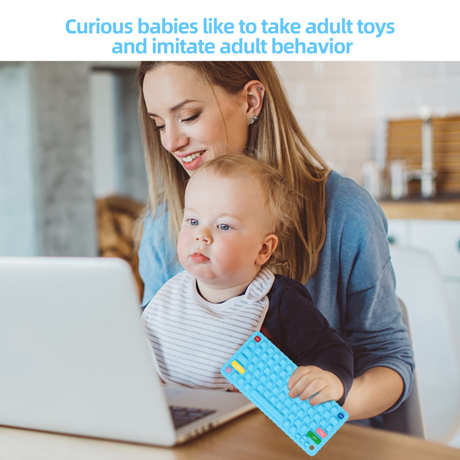 Chuya Baby Teething Toys 2 Pack Teether Toys for Babies for Baby 3-6-12-24 months, Chew Toys for Infant Newborn for Baby Keyboard Shape Silicone Teethers, Soothe Babies Sore Gums