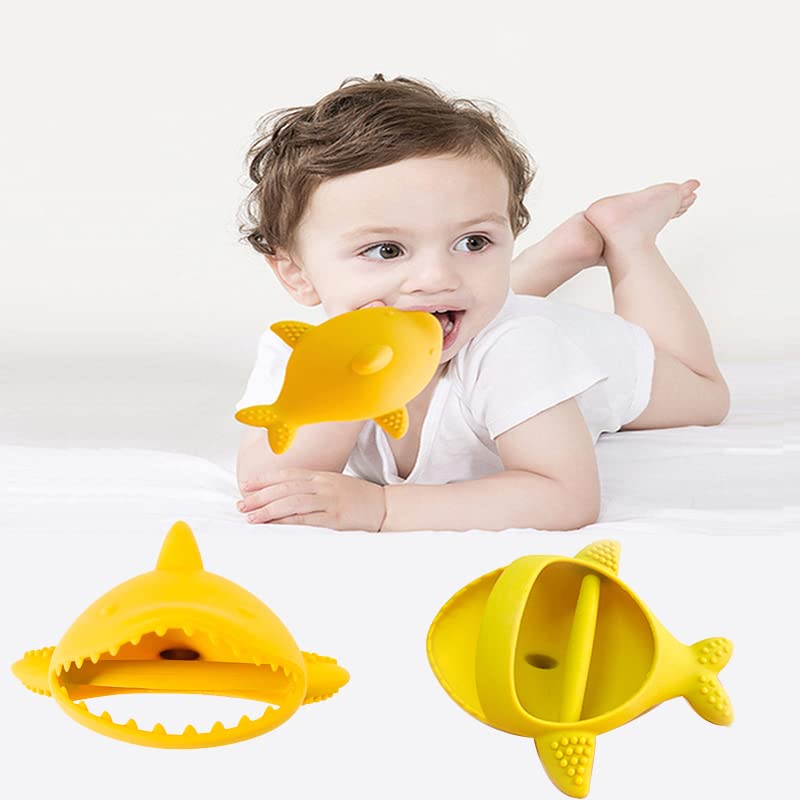 PandaEar 2 Pack Baby Teething Toys| Silicone Baby Hand Teether Mitten for Babies 0-12 Months | Infant Hand Teether Chew Toys for Soothing Teething Pain Relief -Yellow/Green