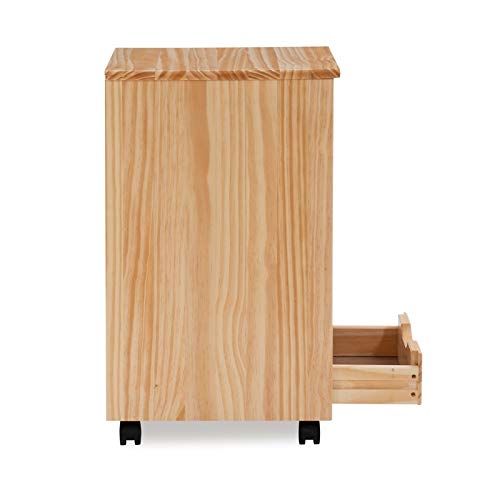 Linon Callie Multipurpose Six Drawer Natural Wood Rolling Storage Cart with Casters in Brown