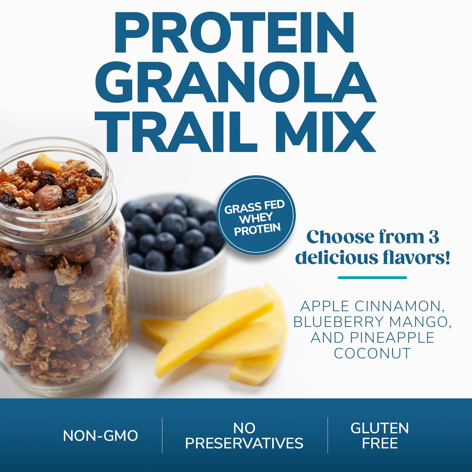 WonderSlim Protein Granola Trail Mix, Blueberry Mango, 10g Protein, Gluten Free (7ct)
