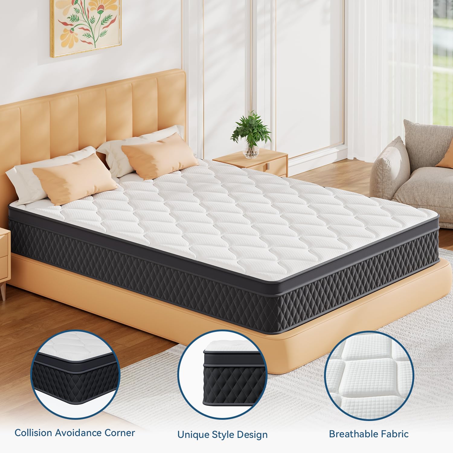 ELEMUSE Queen Mattress 10 Inch Cooling Gel Memory foam Mattress, CertiPUR-US® Certified Breathable Bed in a Box for Pressure Relief, Fiberglass-Free