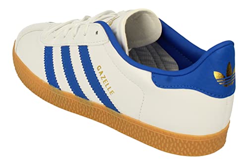 adidas Originals Gazelle Junior Trainers Sneakers (UK 3 US 3.5 EU 35 1/2, White Blue Gum HP5375)