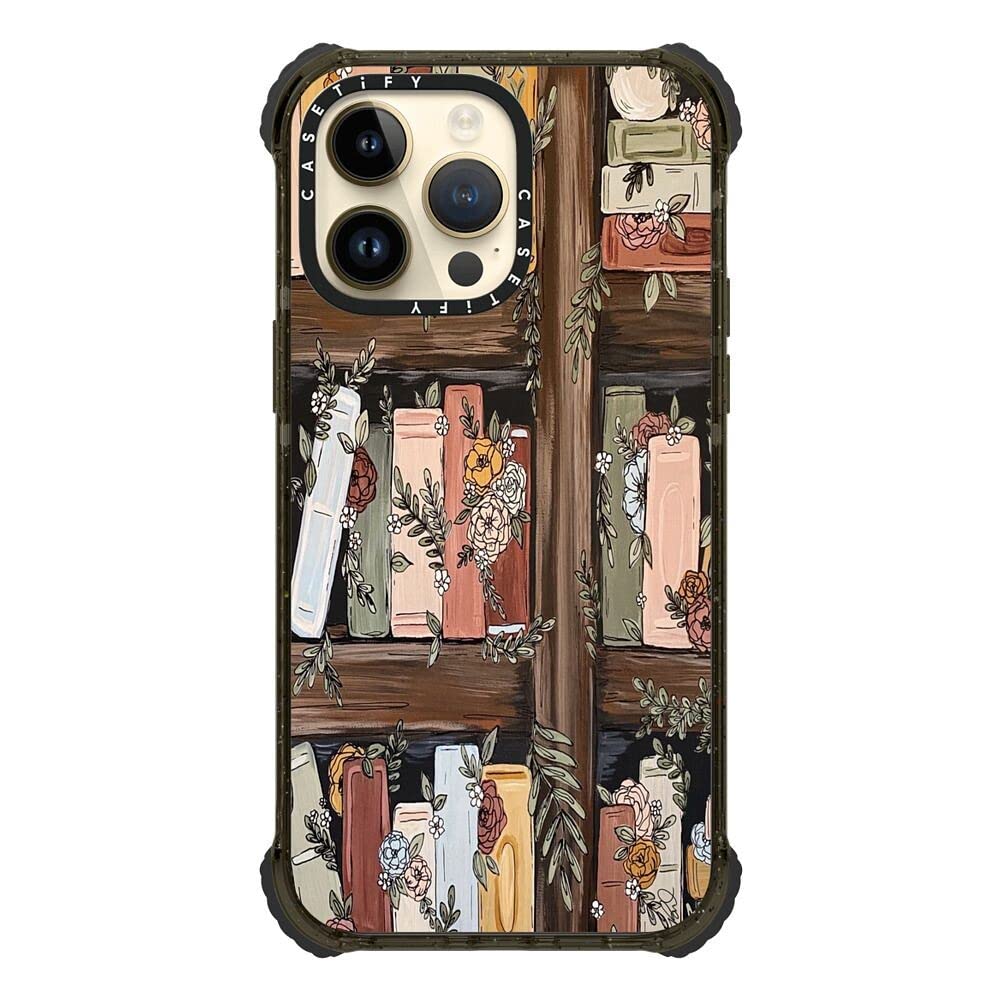 CASETiFY Ultra Impact iPhone 14 Pro Max Case [5X Military Grade Drop Tested / 11.5ft Drop Protection] - Bookshelf Garden by KT's Canvases - Glossy Black
