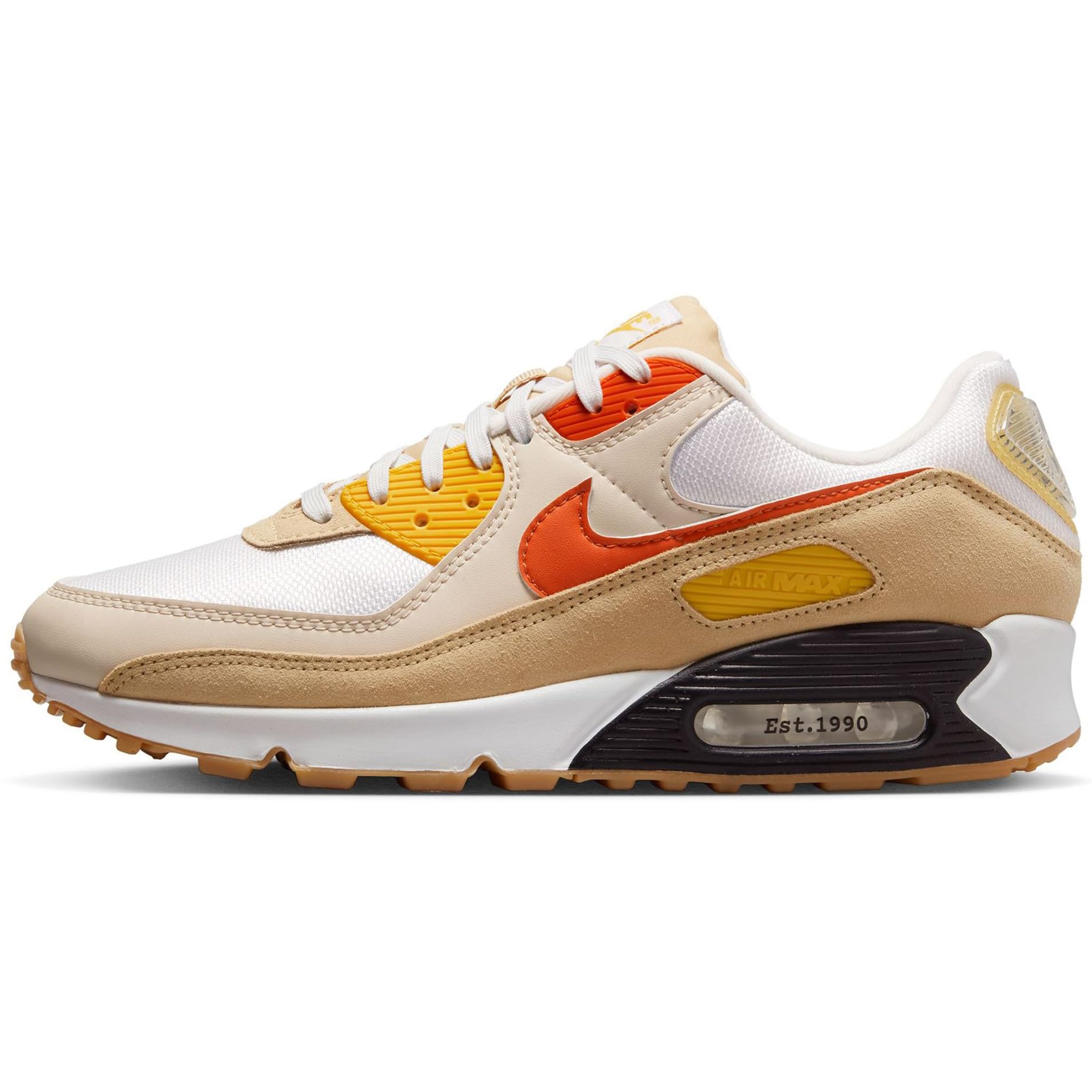 Nike mens Air Max 90 SE Shoes, Summit White/Safety Orange, 8.5