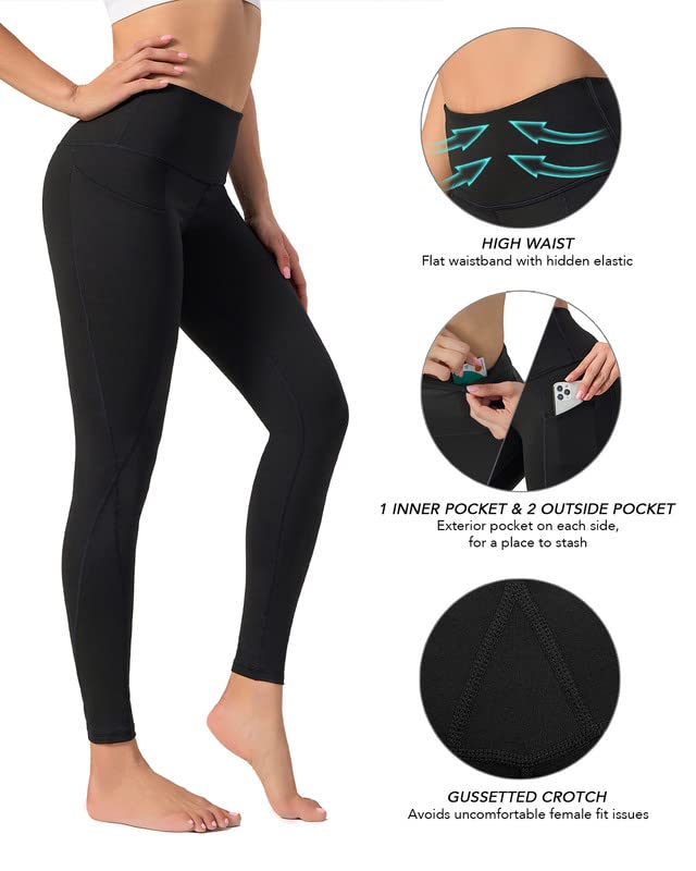 Leggings with Pockets for Women - Yoga Pants Workout Leggings High Waisted & Tummy Control Compression Legging