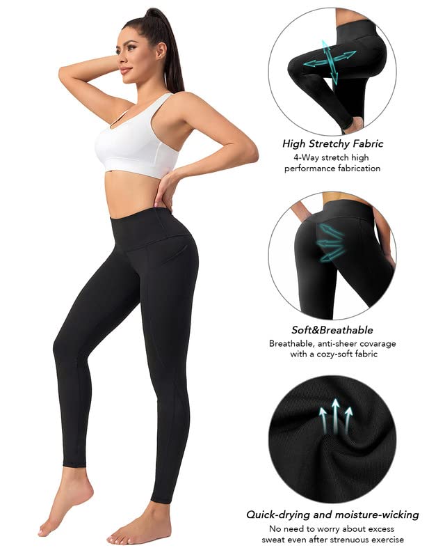 Leggings with Pockets for Women - Yoga Pants Workout Leggings High Waisted & Tummy Control Compression Legging