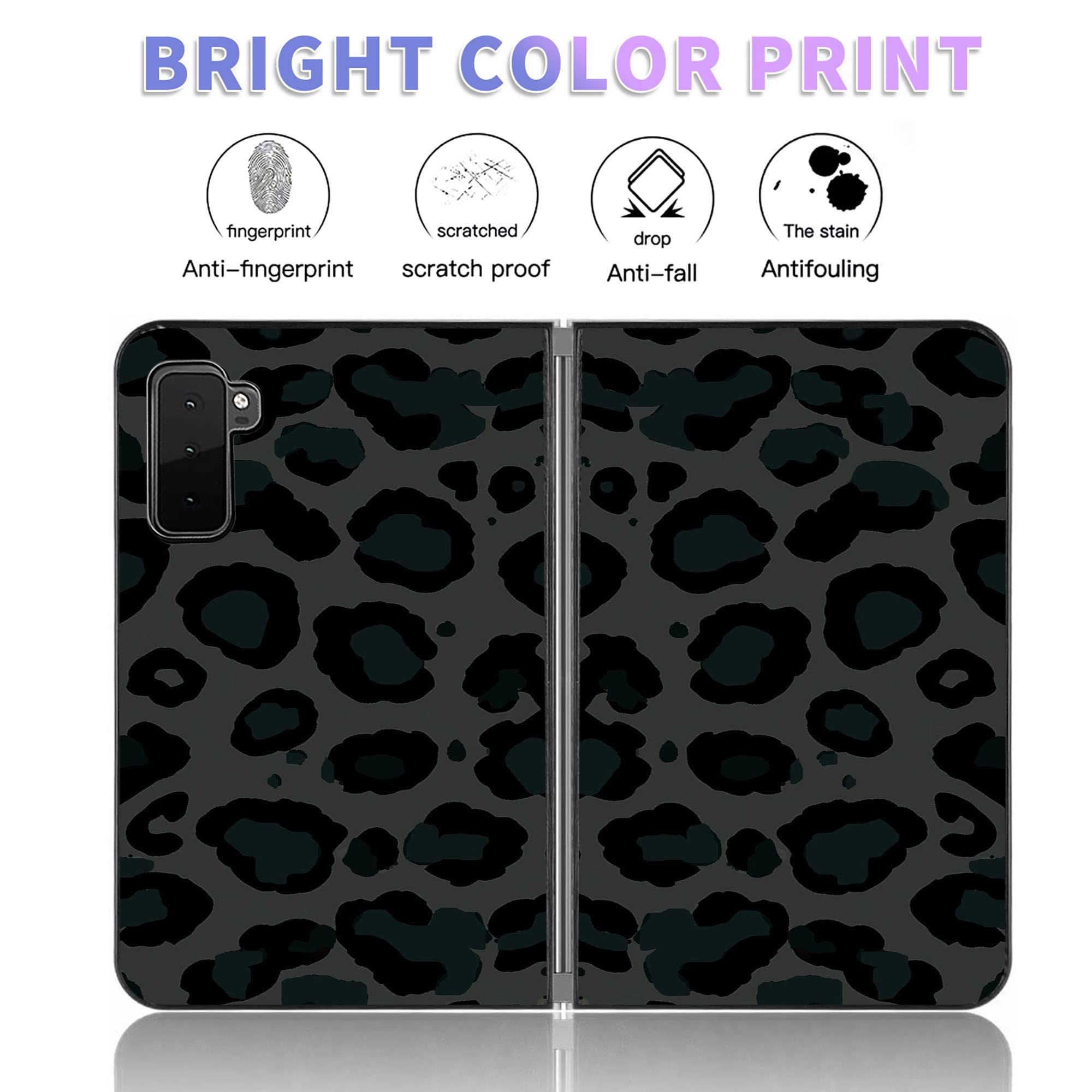 RYUITHDJP for Microsoft Surface Duo 2 Case 8.3" Black Leopard Design for Microsoft Surface Duo 2 Phone Case Stylish Shockproof Cover