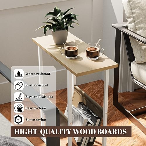 MAXTOWN Narrow Side Table - Slim End Table Nightstand with Storage Holder -Small Tables for Small Spaces -Side Tables Living Room,