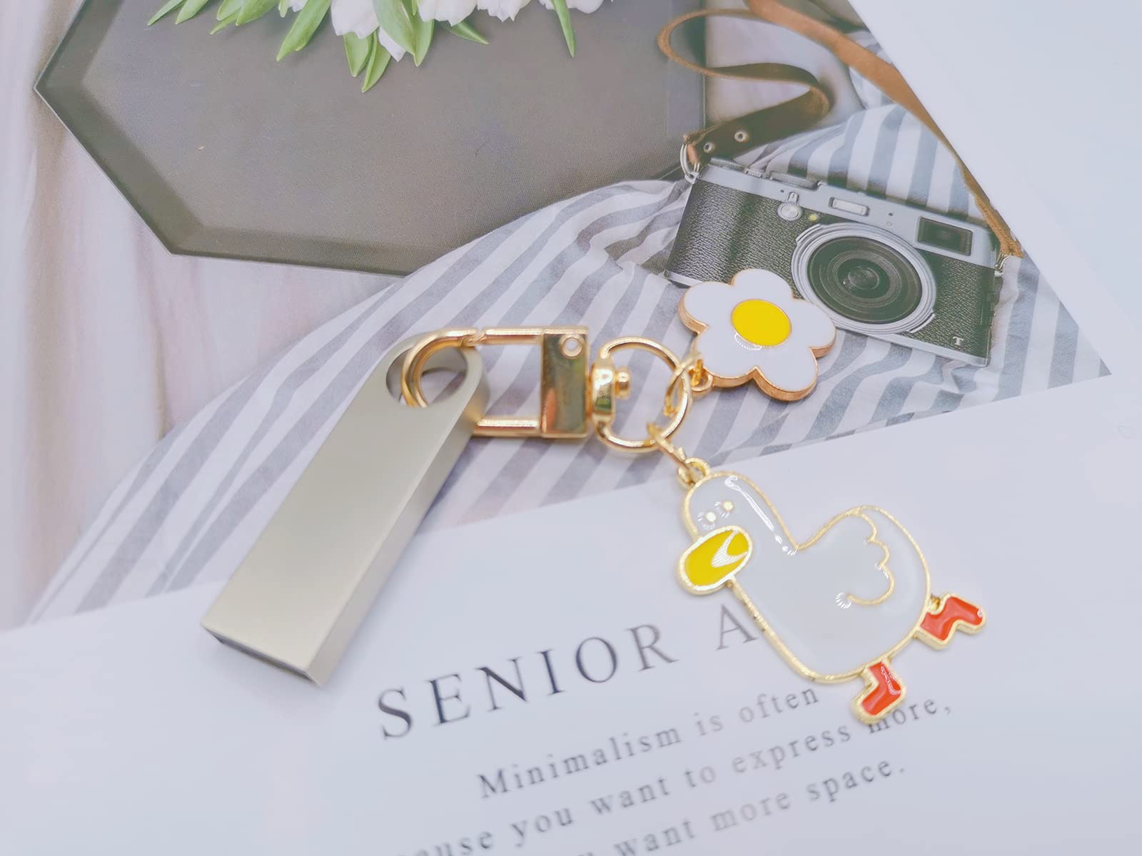 Meefisher 2 PCS Cute Keychain Kawaii Duck Aesthetic Key Ring Keychains Charm Accessories for Backpack U Disk Decor Bag, Birthdays, Jewelry gifts