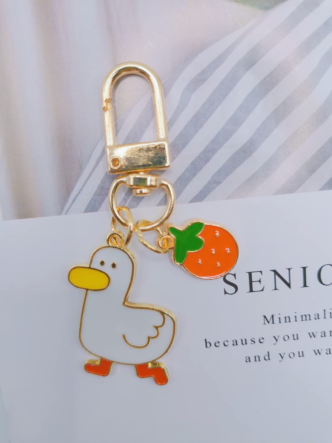 Meefisher 2 PCS Cute Keychain Kawaii Duck Aesthetic Key Ring Keychains Charm Accessories for Backpack U Disk Decor Bag, Birthdays, Jewelry gifts