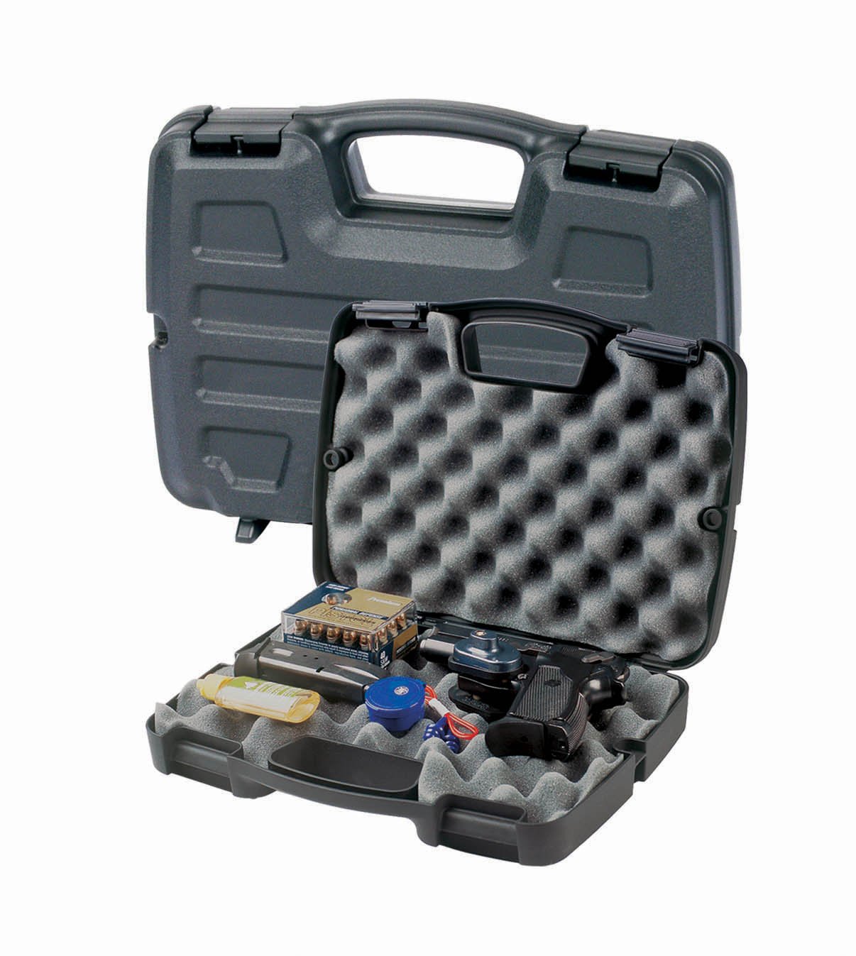 Plano Gun Guard SE Series Single Scoped Pistol Case with Padlock Tabs and Protective Foam Padding, Black & Flambeau Outdoors 1011 Safe Shot 10" Pistol Pack Case, Portable Firearm Storage Accessory