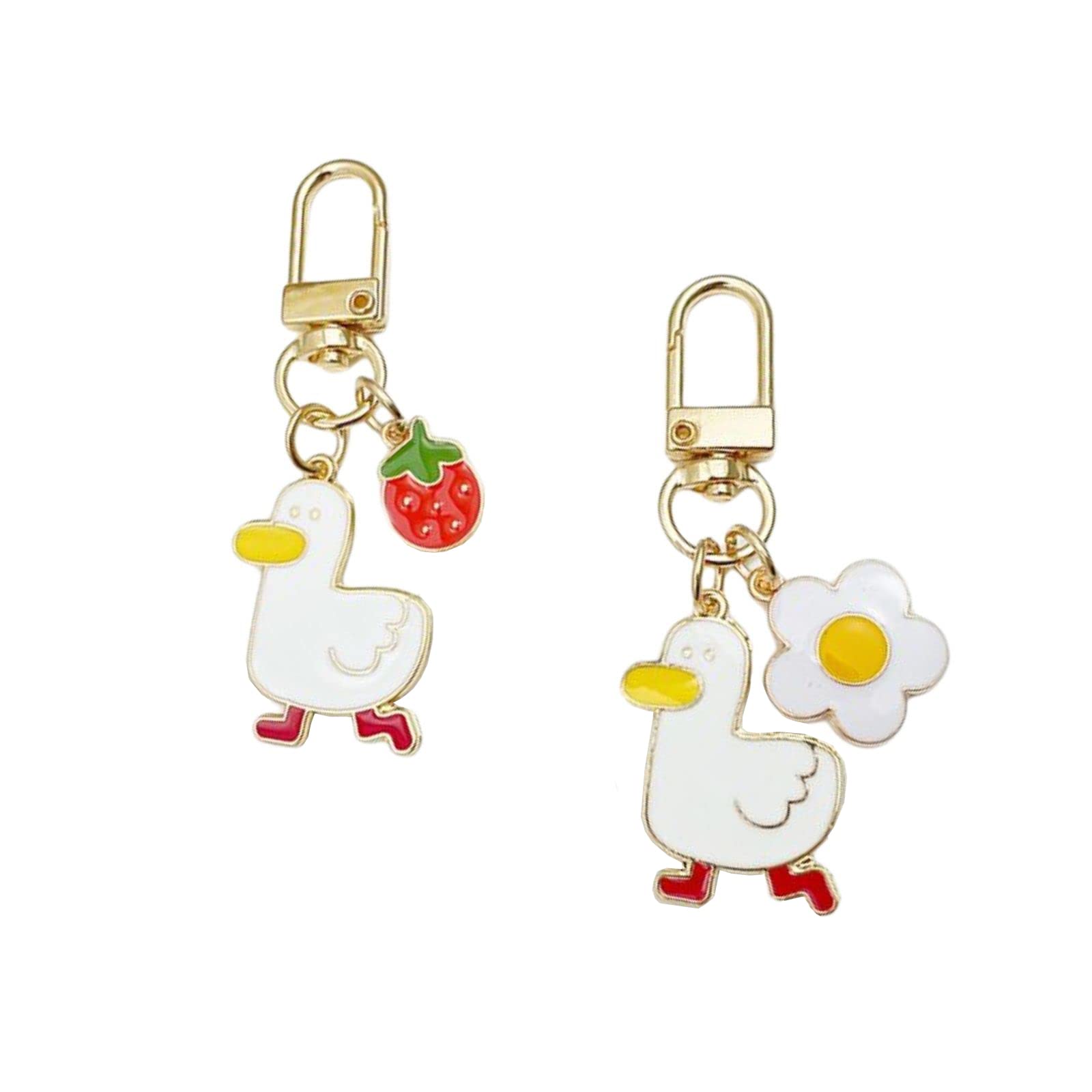 Meefisher 2 PCS Cute Keychain Kawaii Duck Aesthetic Key Ring Keychains Charm Accessories for Backpack U Disk Decor Bag, Birthdays, Jewelry gifts
