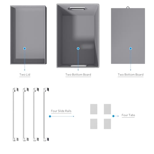 DYWMM Hanging File Box with Lid, Set of 2 Filing Organizer Storage Box, Linen Collapsible Decorative Office/Home File Cabinet (14x9.3x10.9 inch) (Light Gray)