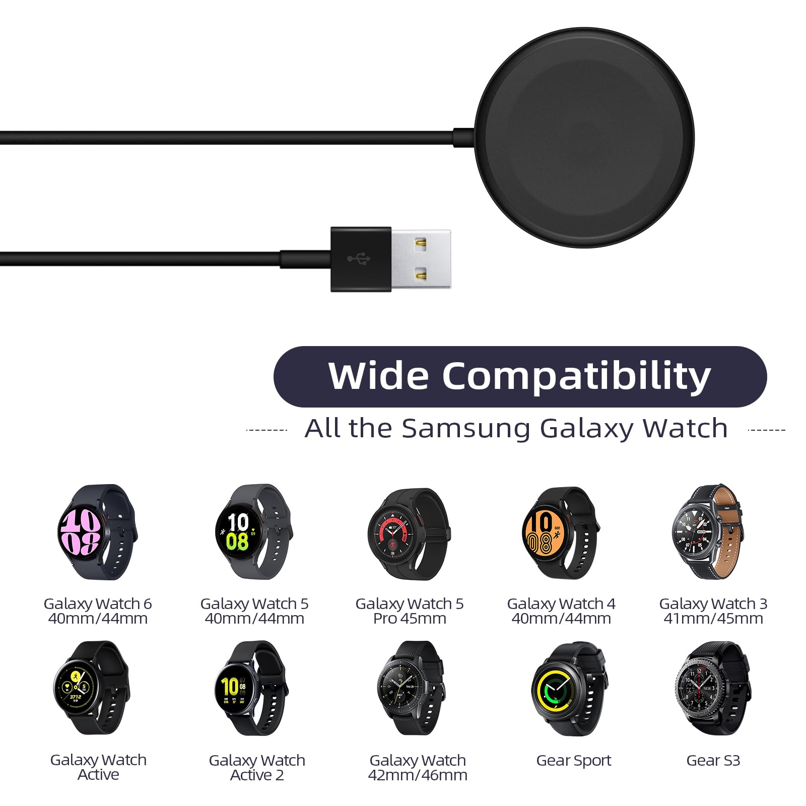 Oriflame 2 Pack Watch Charger Compatible with Samsung Galaxy Watch, Portable Charging Dock Compatible for Galaxy Watch 6/6 Classic/5 Pro/5, Galaxy Watch 4/3, Galaxy Watch Active2/1, Gear Sport/S3