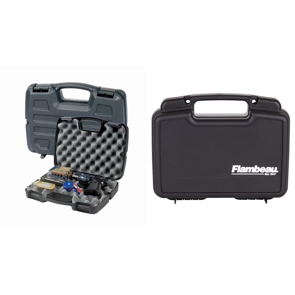 Plano Gun Guard SE Series Single Scoped Pistol Case with Padlock Tabs and Protective Foam Padding, Black & Flambeau Outdoors 1011 Safe Shot 10" Pistol Pack Case, Portable Firearm Storage Accessory